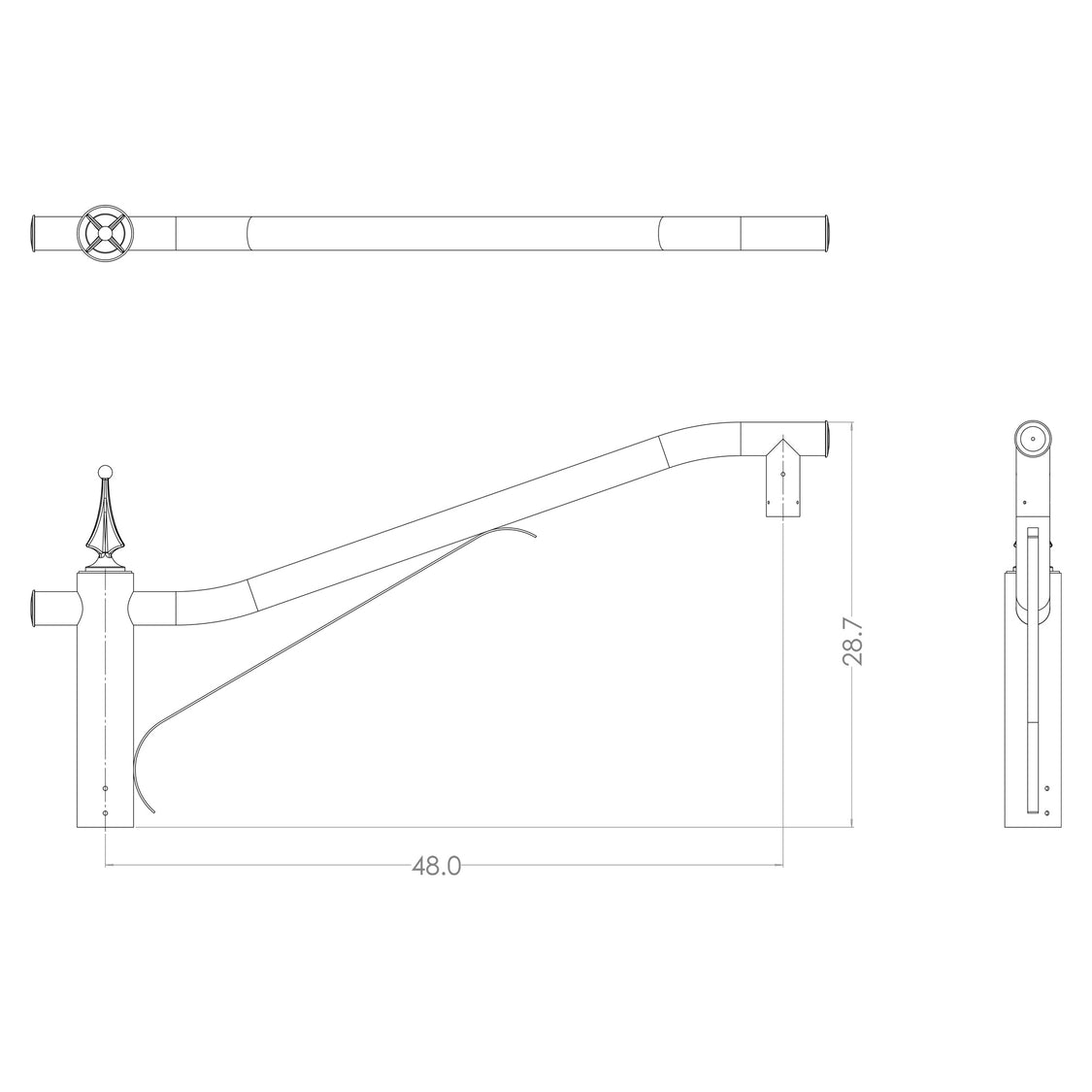 HS1 Single Deco Upsweep Arm | LightPolesPlus.com – Light Poles Plus